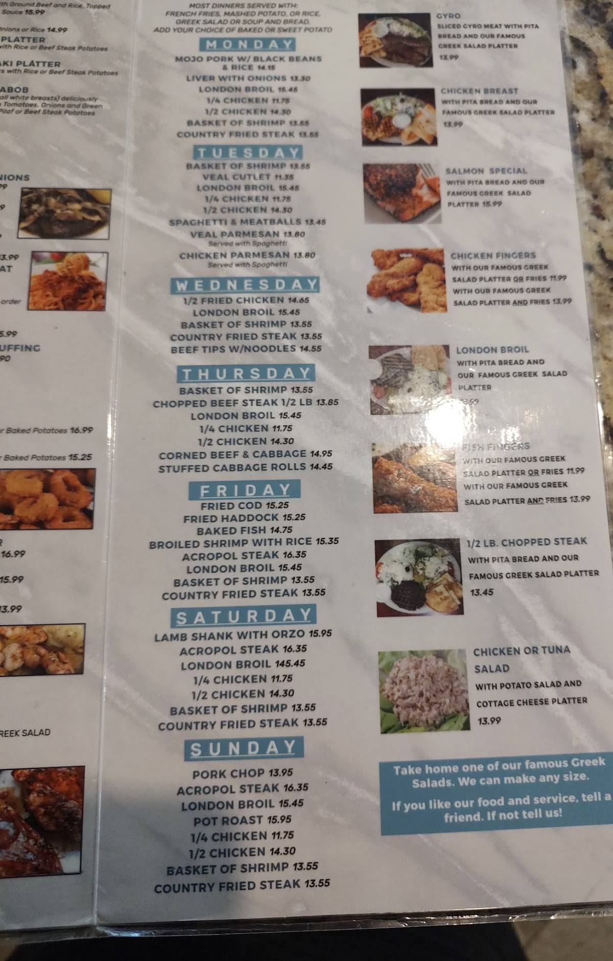 Menu at Acropol Family Restaurant, Largo