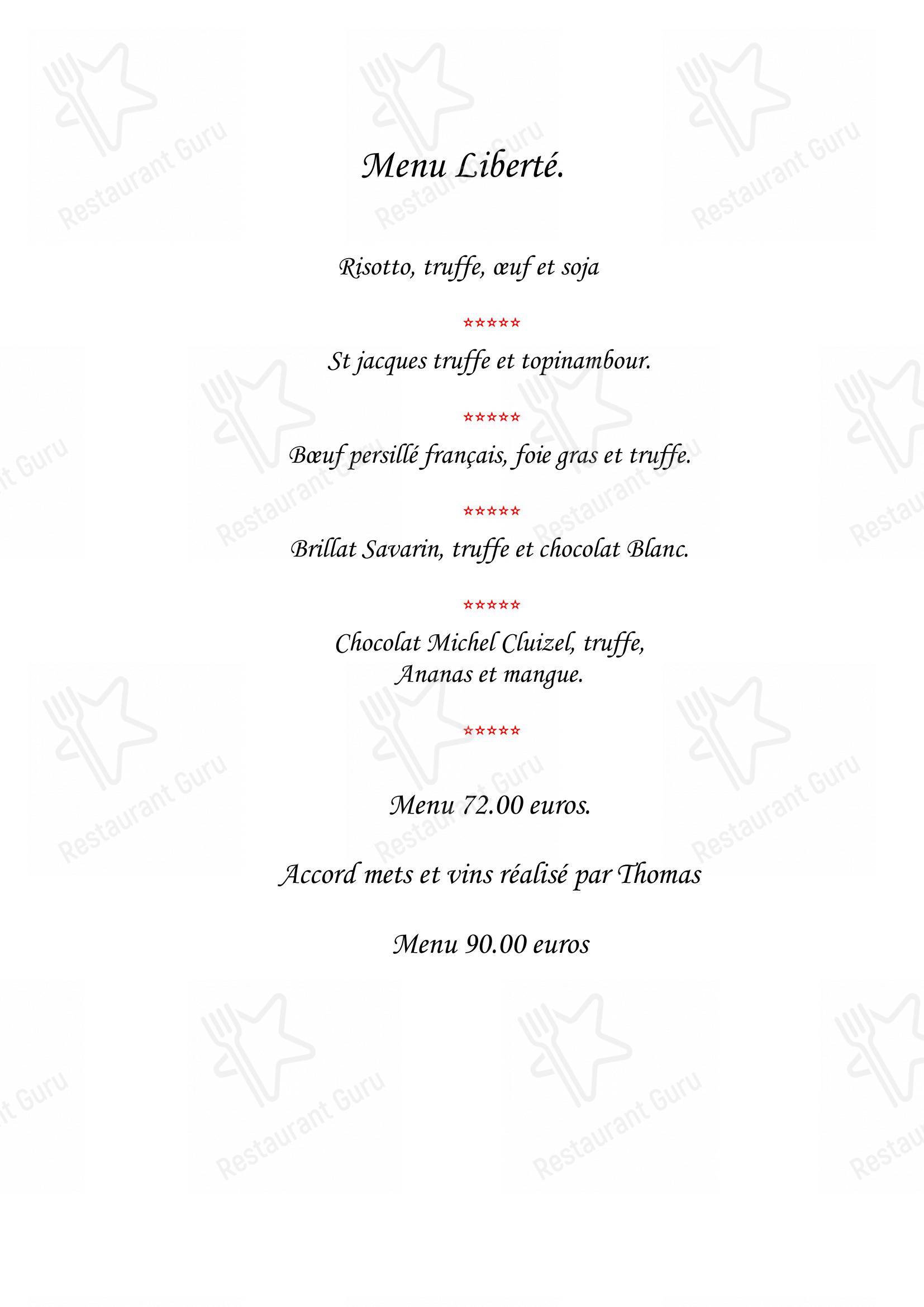 Menu au Air Accueil restaurant, Brebières