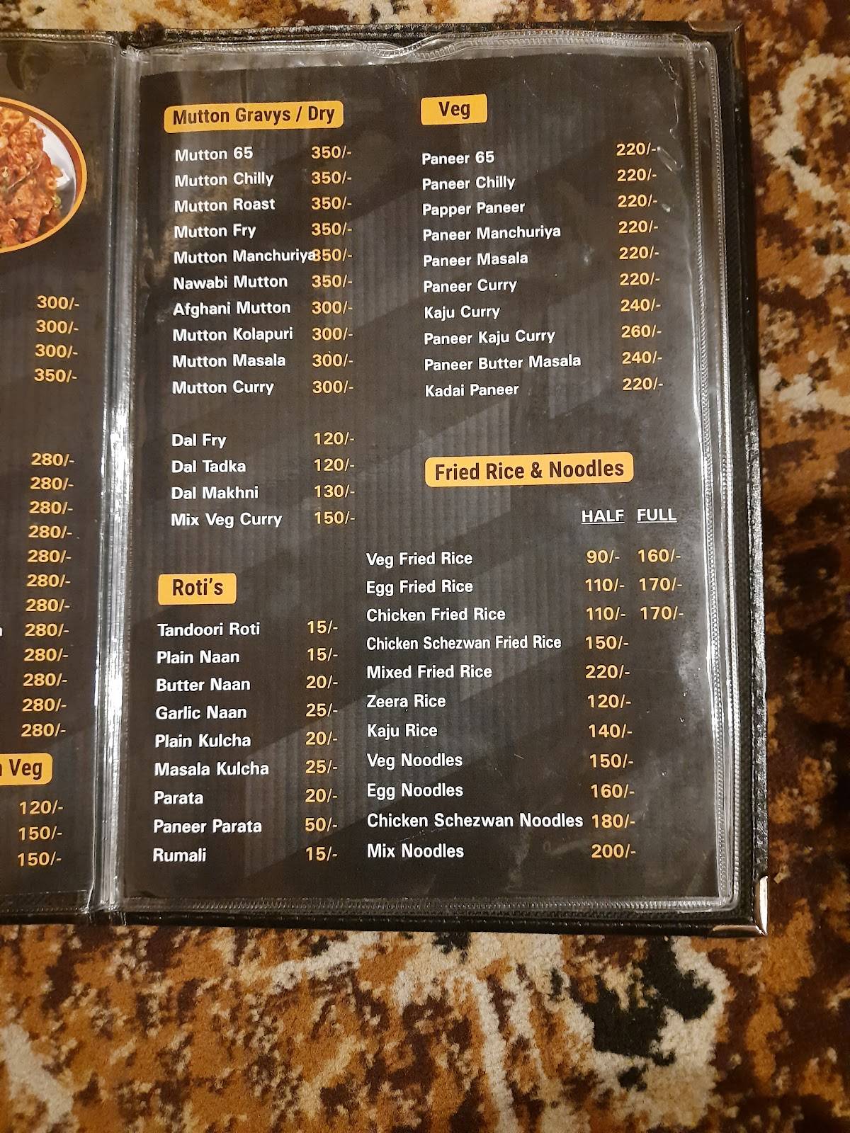 Menu at Al-Hamoor Mandi House, Hyderabad, 795P+X4G