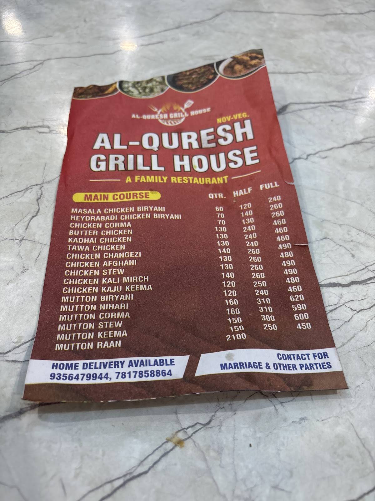 Menu at Al Quresh Grill House, Chandigarh
