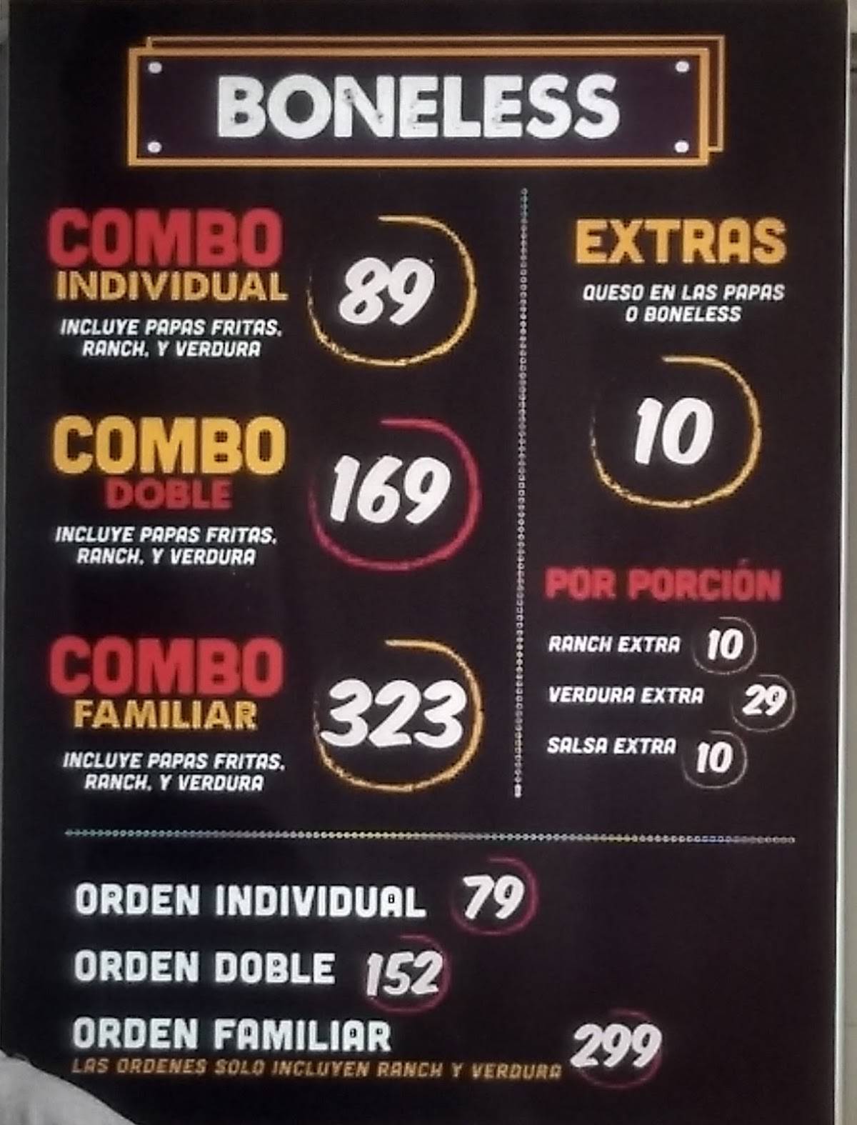 Menu at Alabama Fried Chicken restaurant, Ciudad Juarez, Ejercito y