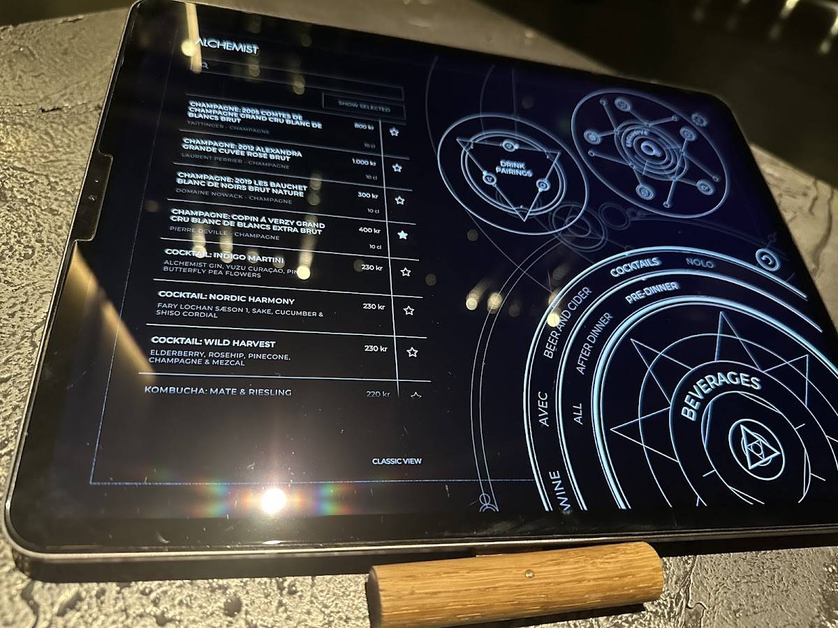 Menu at Alchemist restaurant, Copenhagen, Refshalevej 173C