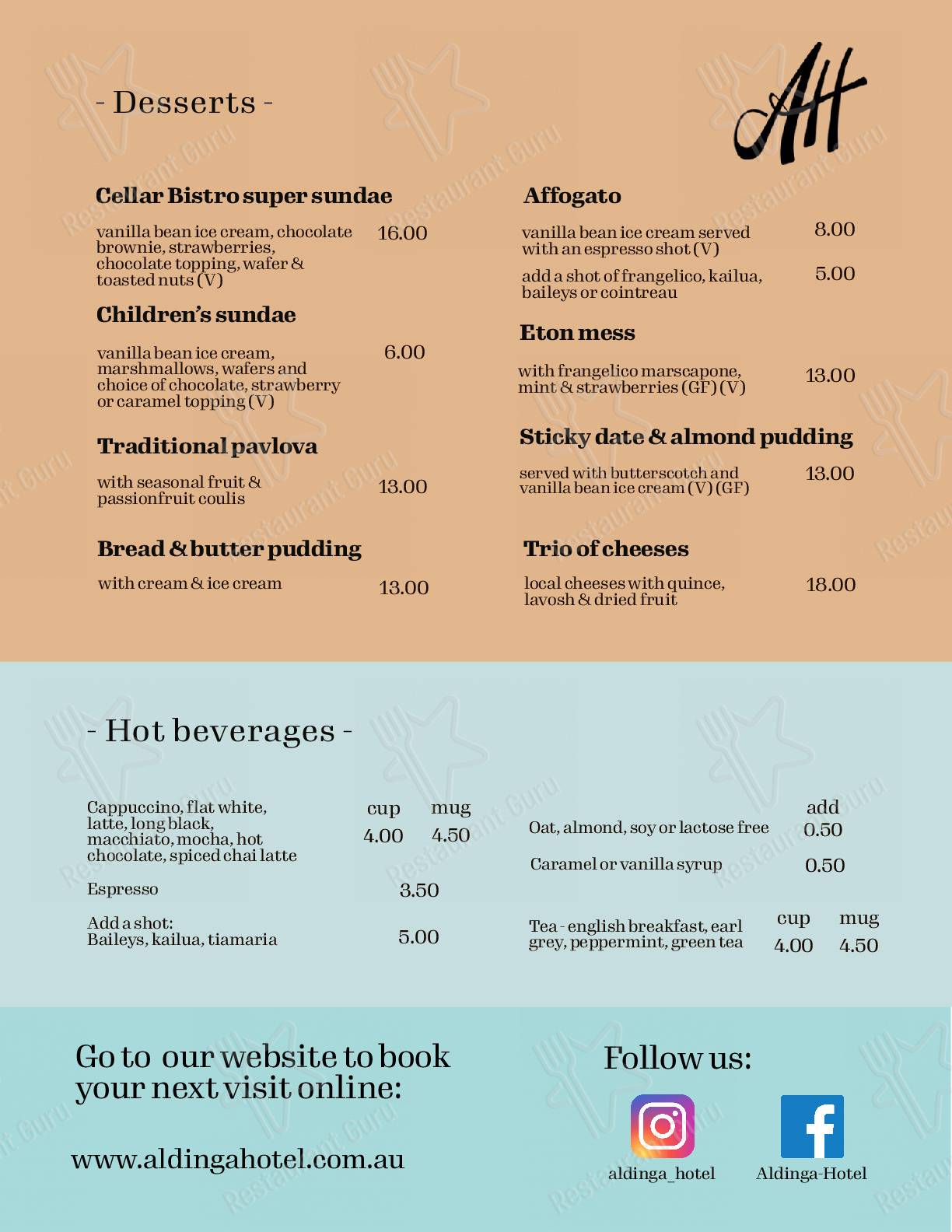 Menu at Aldinga Hotel pub & bar, Aldinga