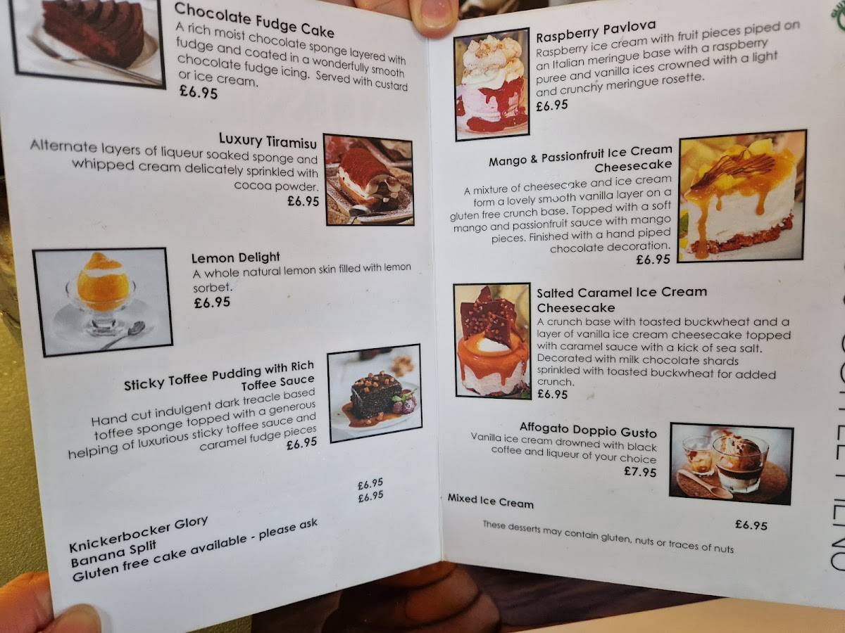 Menu at Alessi's restaurant, Saltburn-by-the-Sea