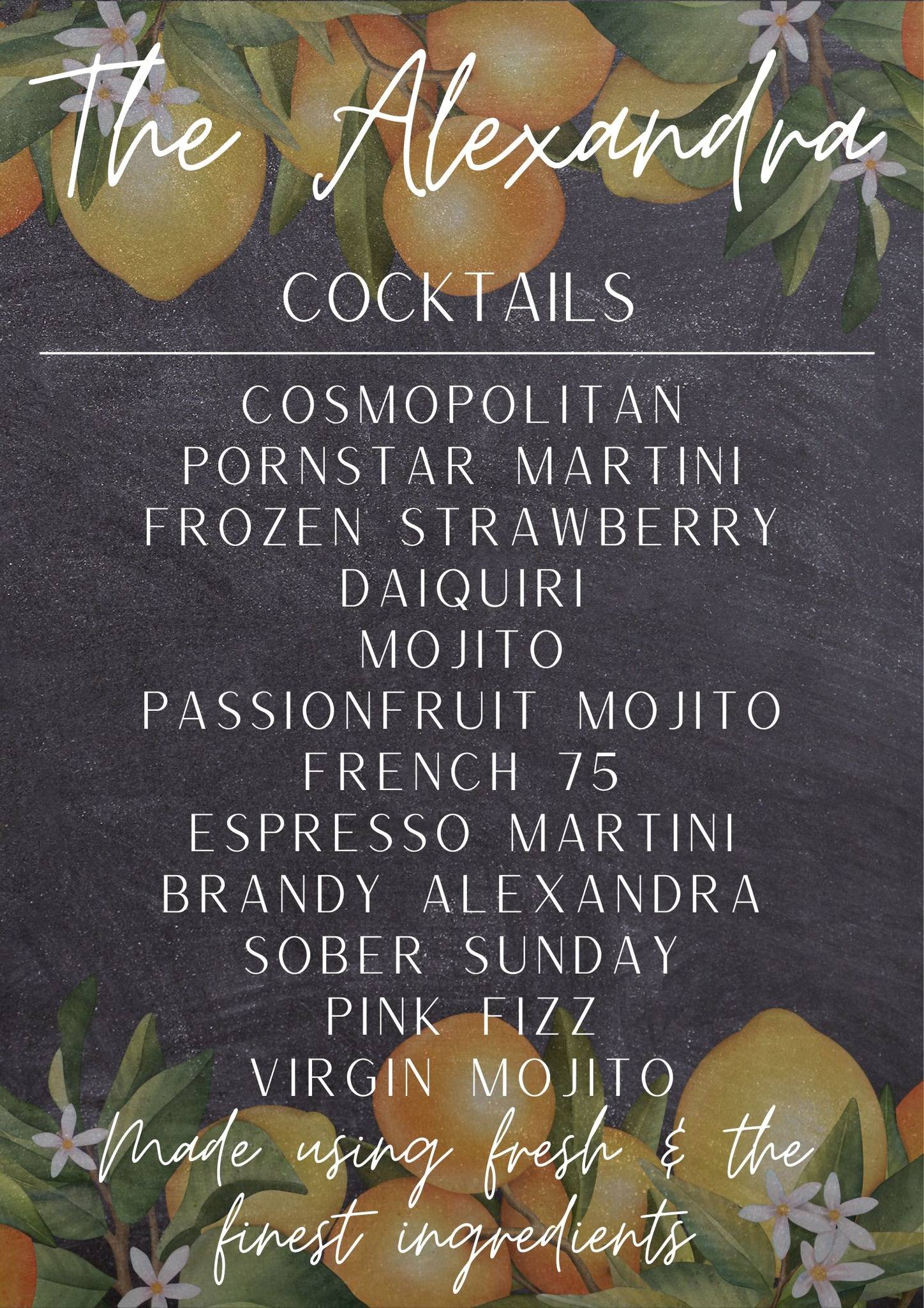 Menu at Alexandra Restaurant, Great Yarmouth