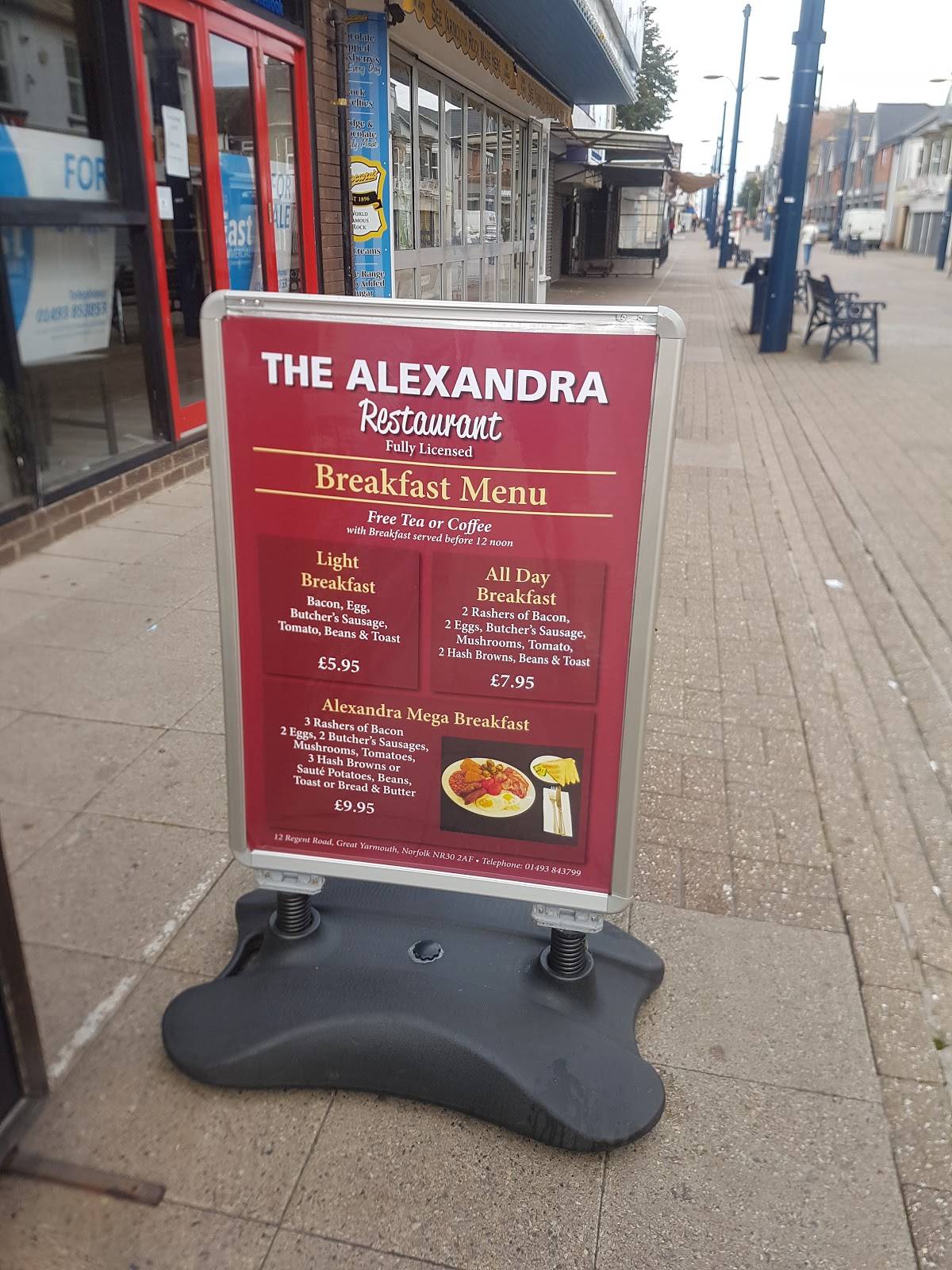 Menu at Alexandra Restaurant, Great Yarmouth
