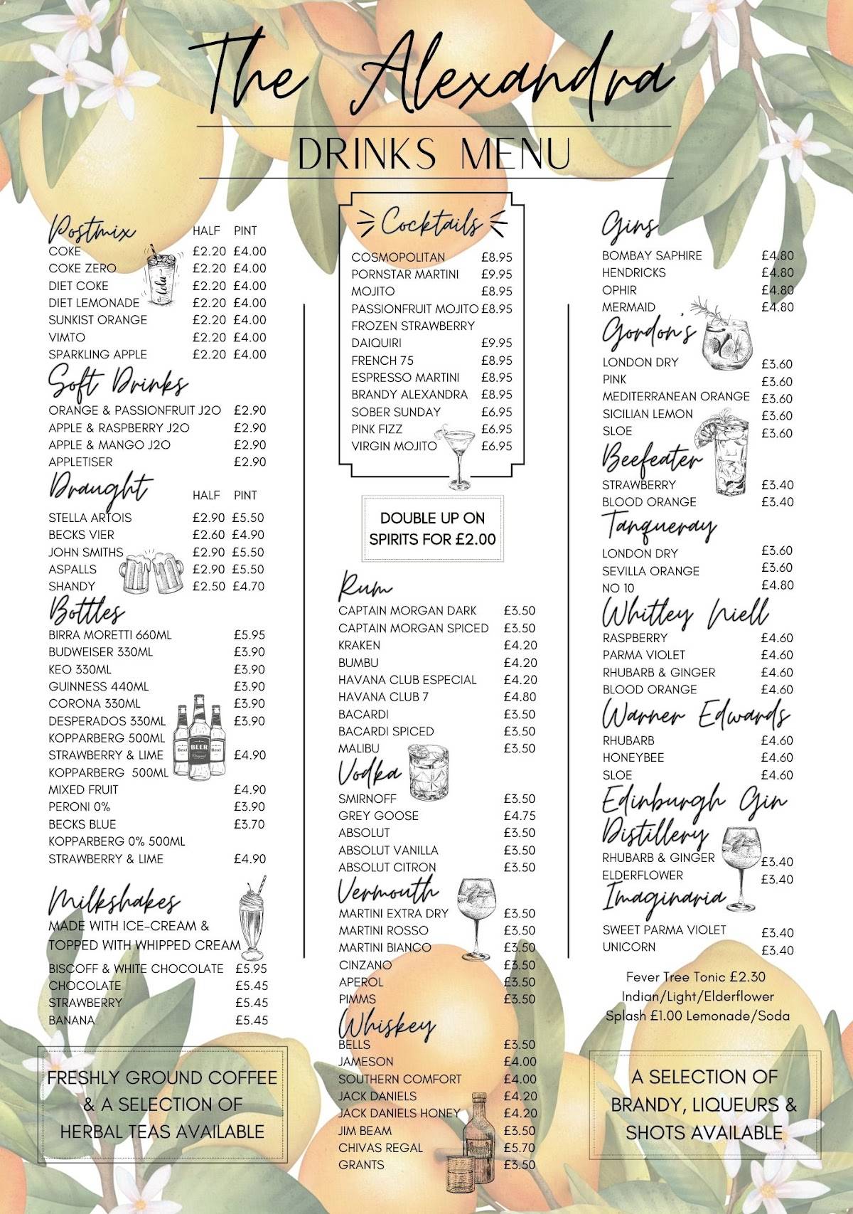 Menu at Alexandra Restaurant, Great Yarmouth