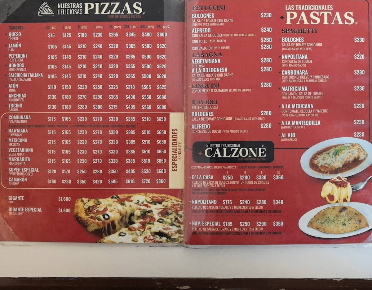 Menu at Alfonso's Pizza restaurant, Ensenada, Macheros 868