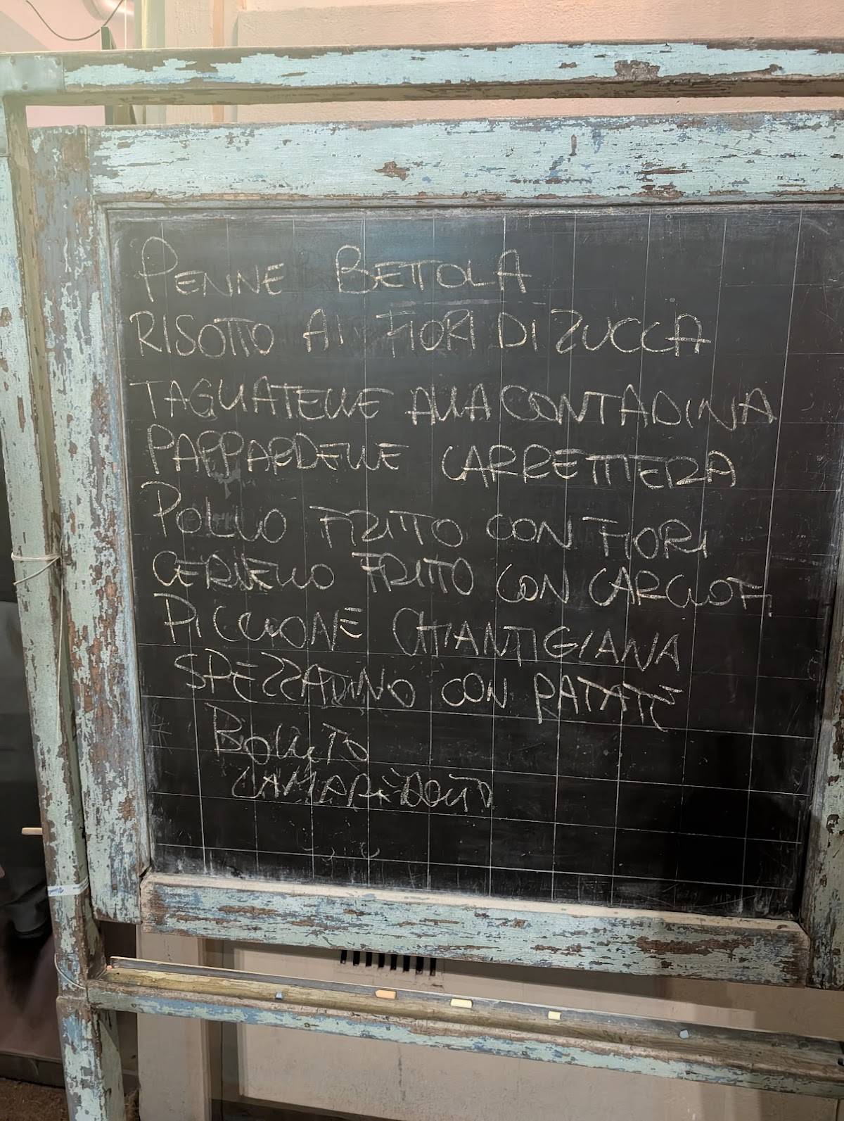 Menu at Alla Vecchia Bettola restaurant, Florence