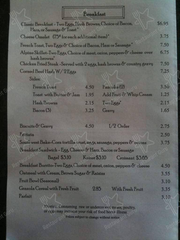 Menu at Alpine Grind, Spokane, 810 N Monroe St