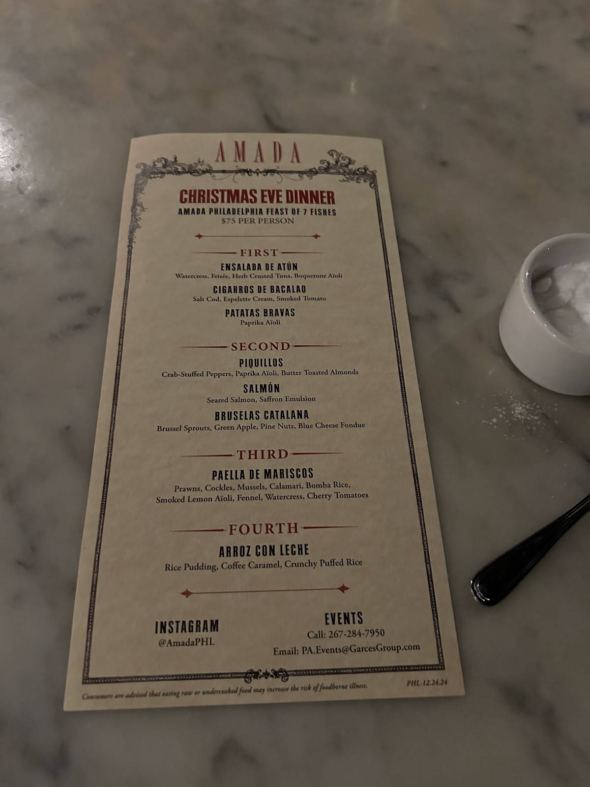 Menu at Amada Philadelphia pub & bar, Philadelphia