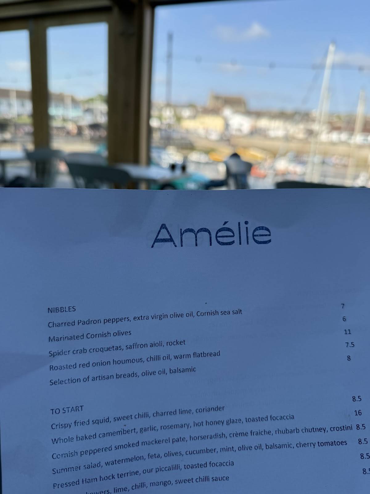 Menu at Amélie pizzeria, Helston