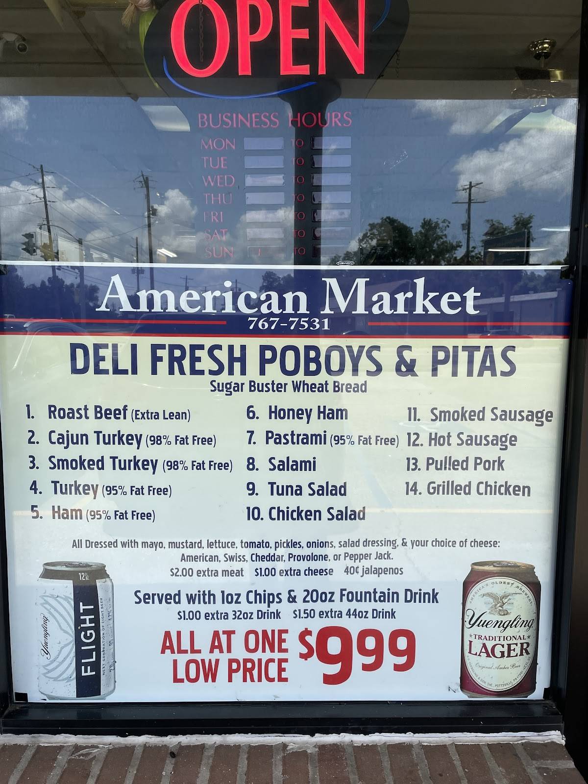 Menu at American Market, Baton Rouge