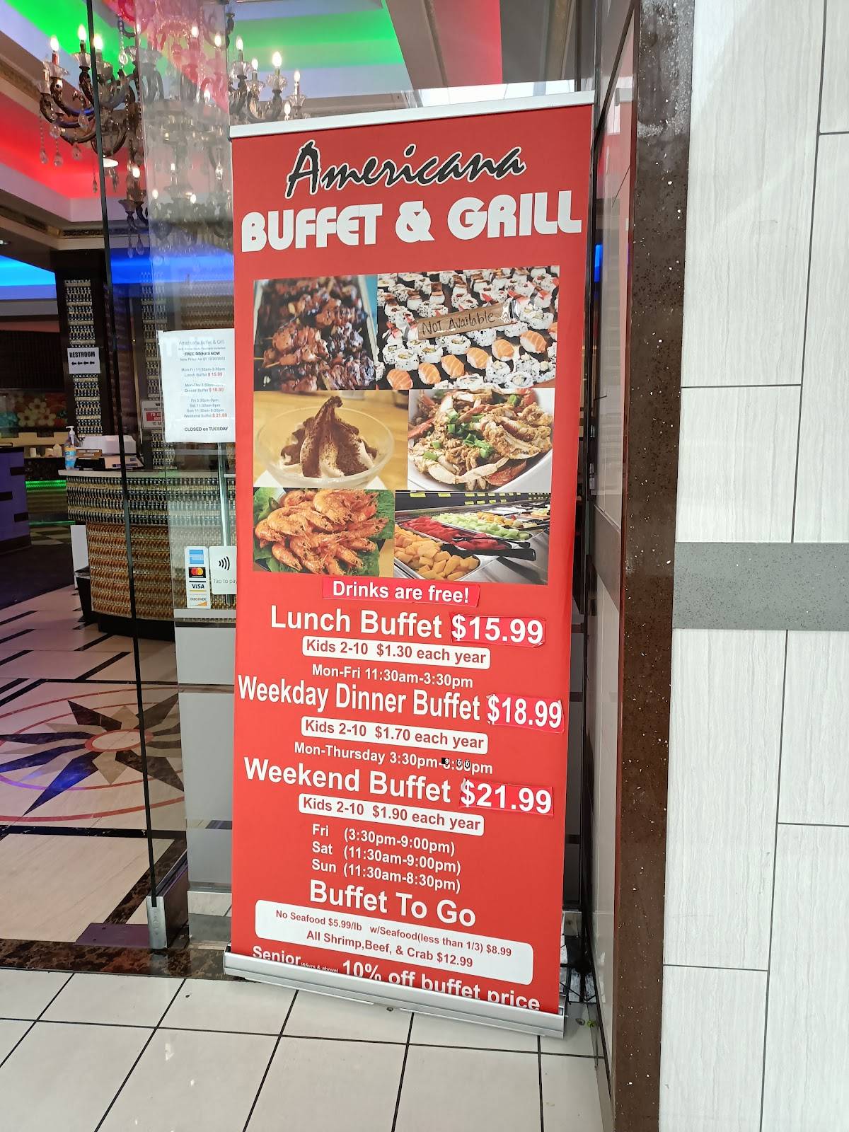 Menu at Americana Buffet & Grill restaurant, Los Angeles, W Martin ...