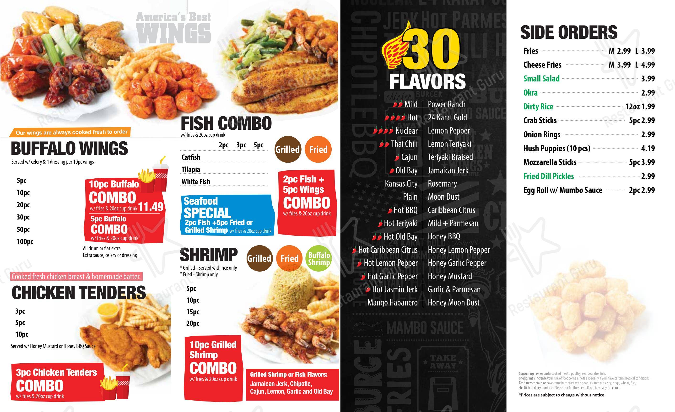 Menu at America's Best Wings fast food, Towson, 805 Taylor Ave