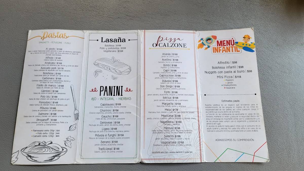Carta del restaurante Amor Y Pasta, Colima
