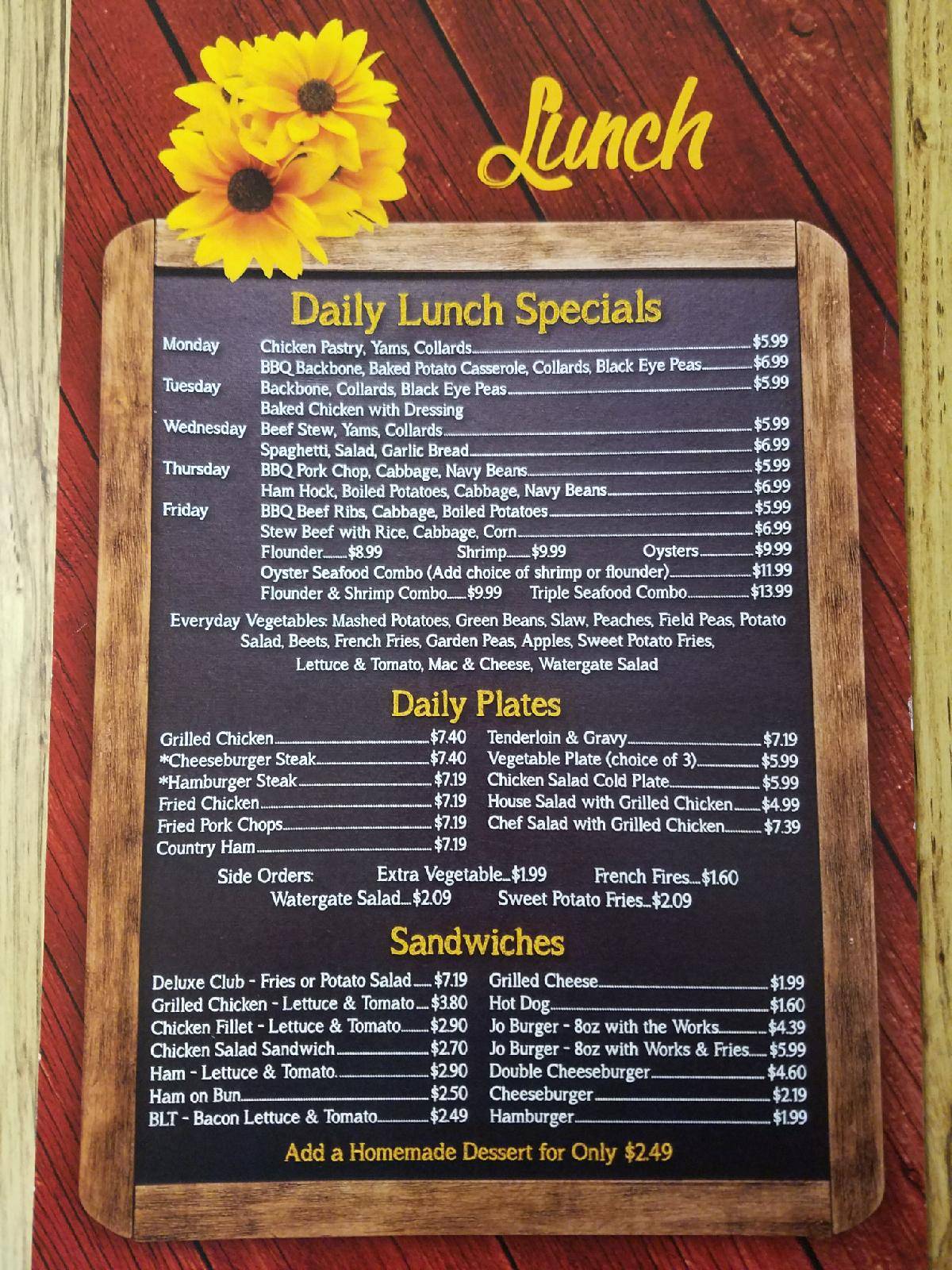 Menu at Amy Jo's Country Restaurant, Wilson, Nash St N