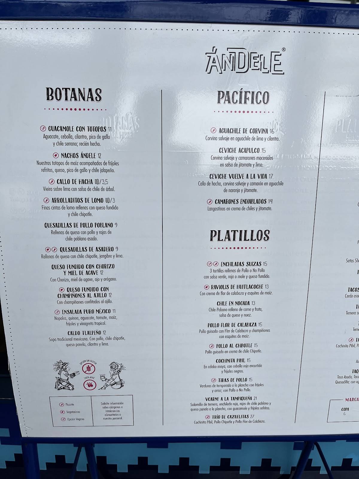 Carta del restaurante ÁNDELE Diversia, Alcobendas