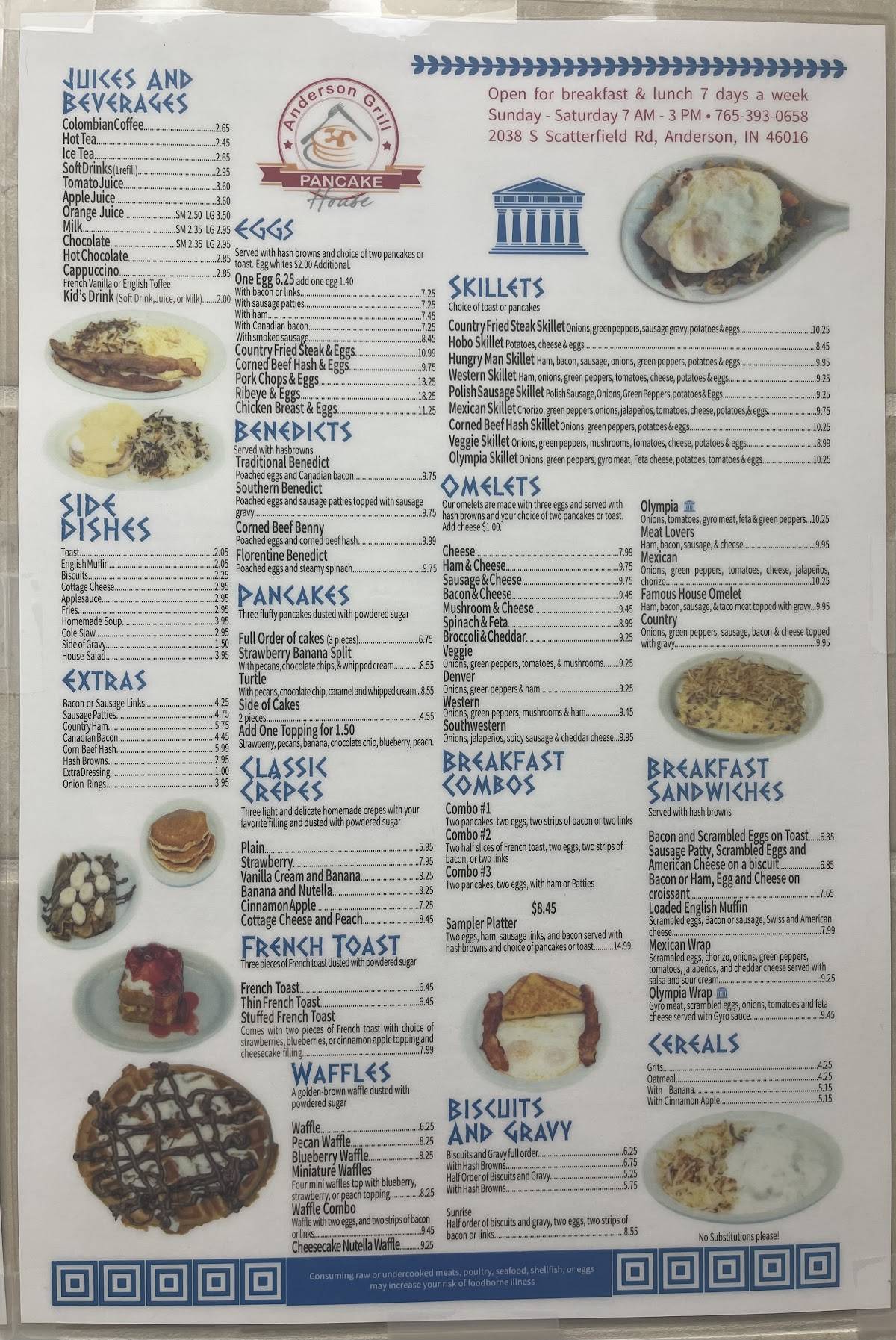 Menu at Anderson Grill restaurant, Anderson