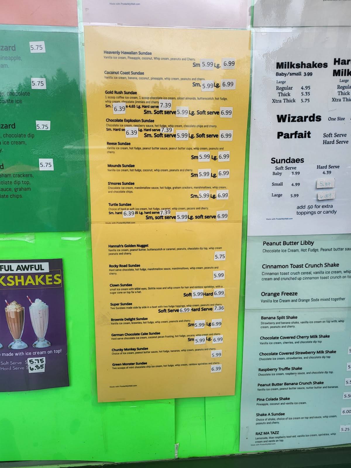 Menu at Anderson's Mill Pond Dairy Bar, Hodgdon