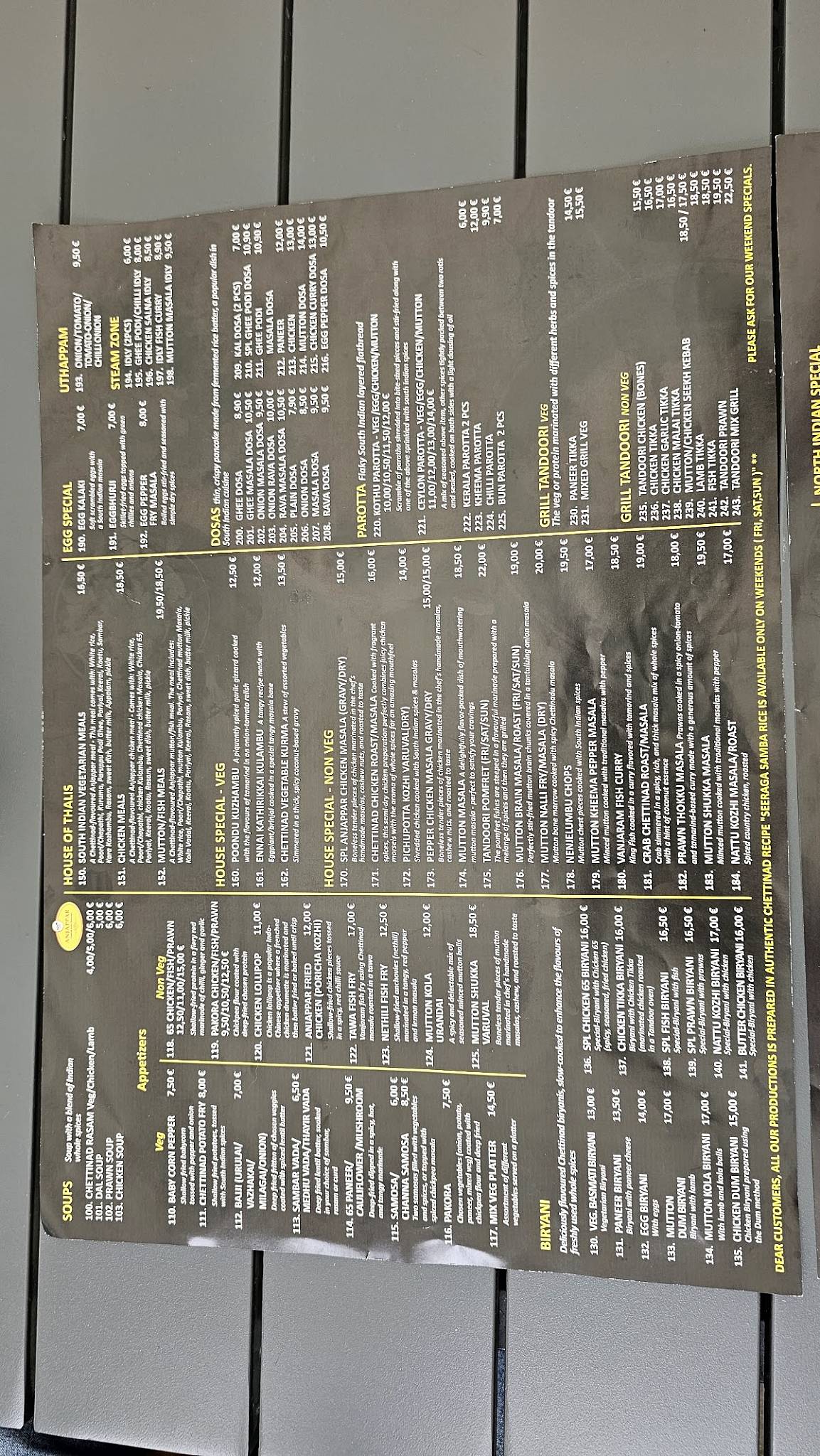 Speisekarte von Anjappar Chettinad Indian Restaurant, Nürnberg