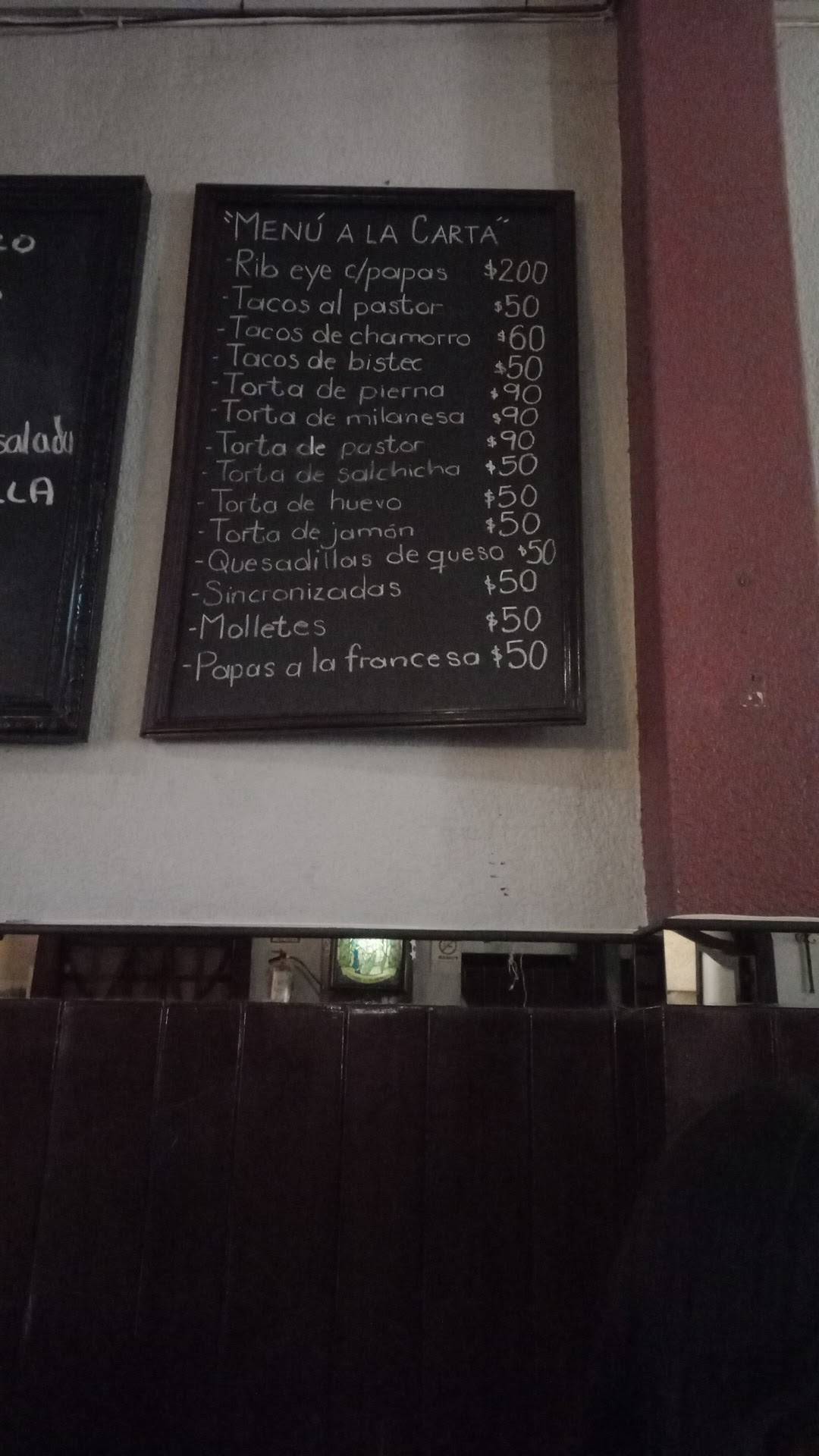 Carta del pub y bar Antigua Cantina Toluquita La Bella, Tlalnepantla