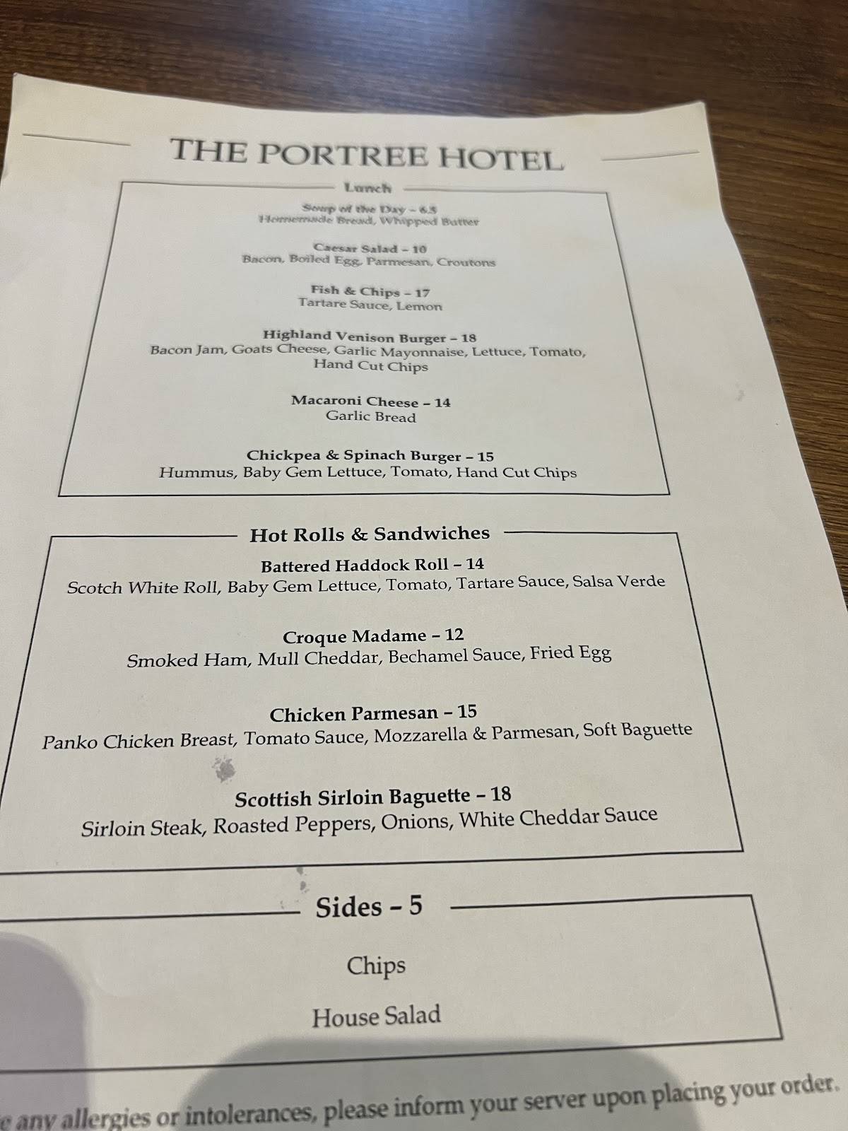 Menu at Antlers Bar and Grill, Portree