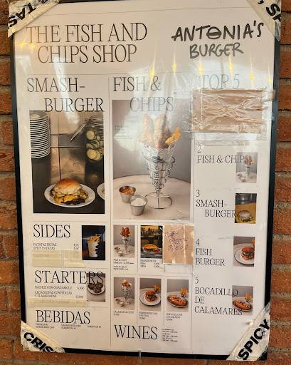 Menu at Antonia's Burger Barceloneta, Barcelona