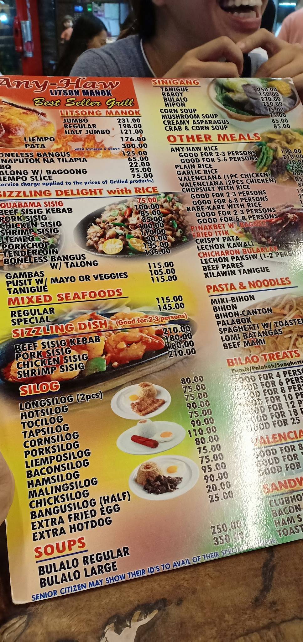 Carta del restaurante Any-Haw Litson Manok, Santa Maria, J.P. Rizal St