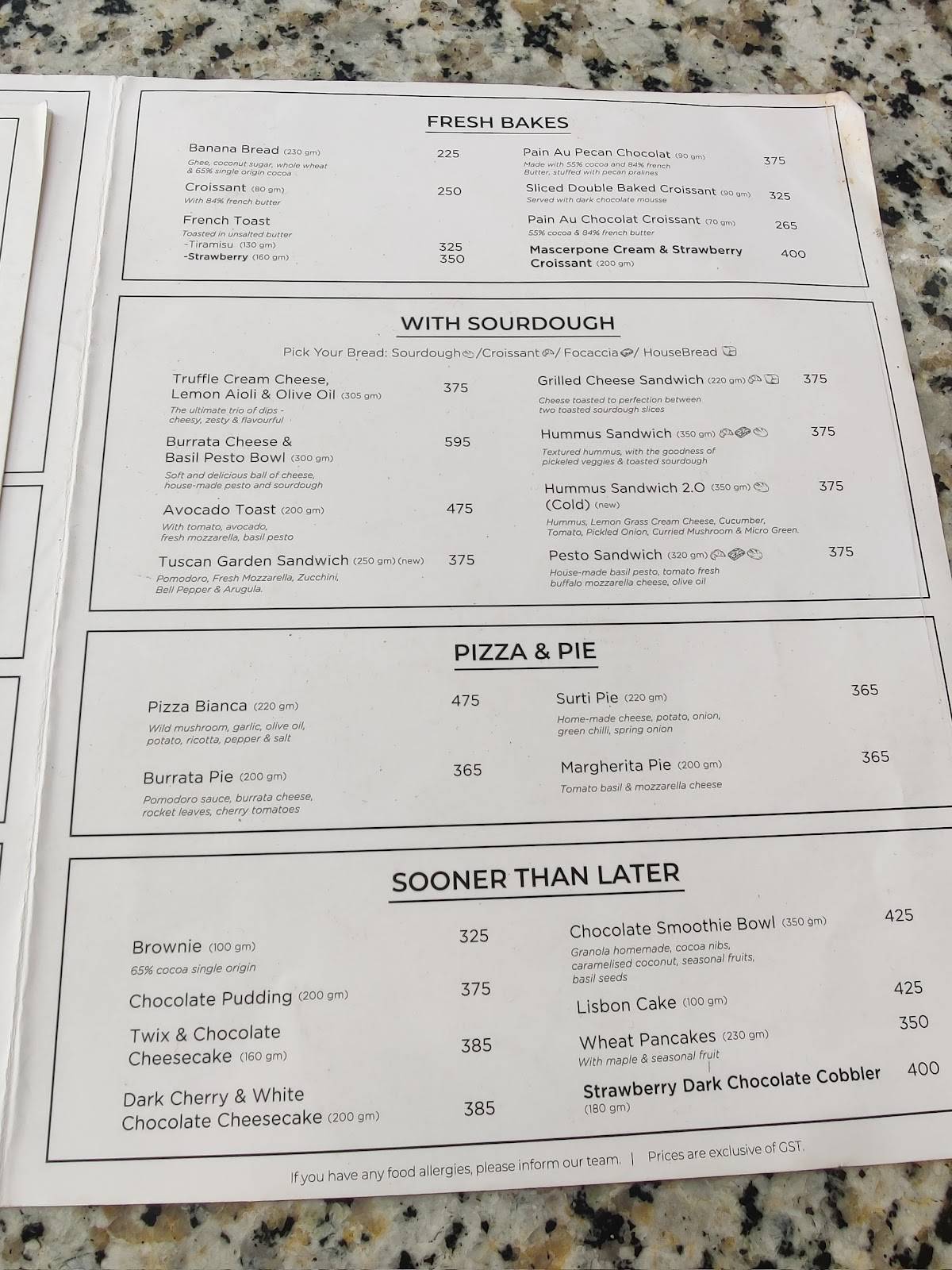 Menu at Anytime at K’s, Surat