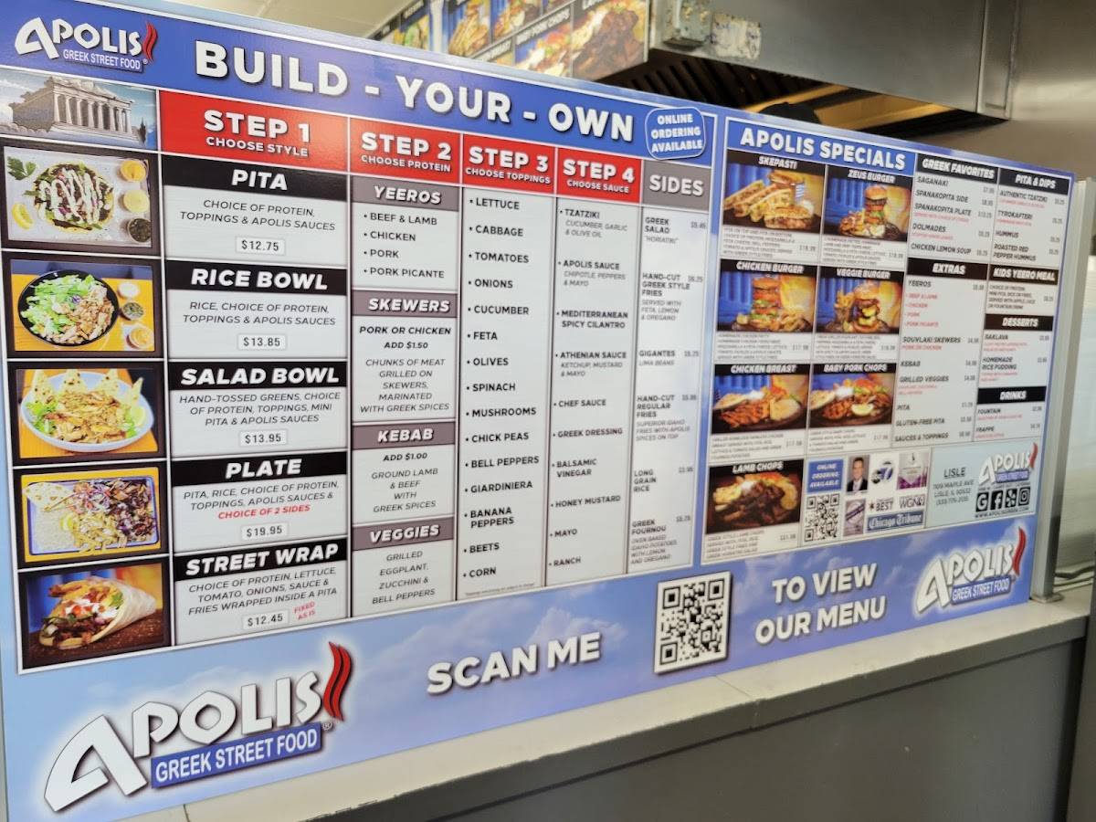 Menu at Apolis Greek Street Food restaurant, Lisle