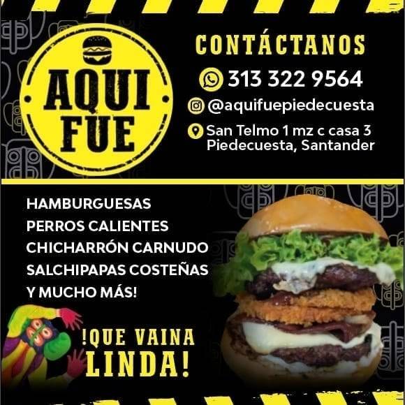 Menu at Aquí Fue restaurant, Piedecuesta