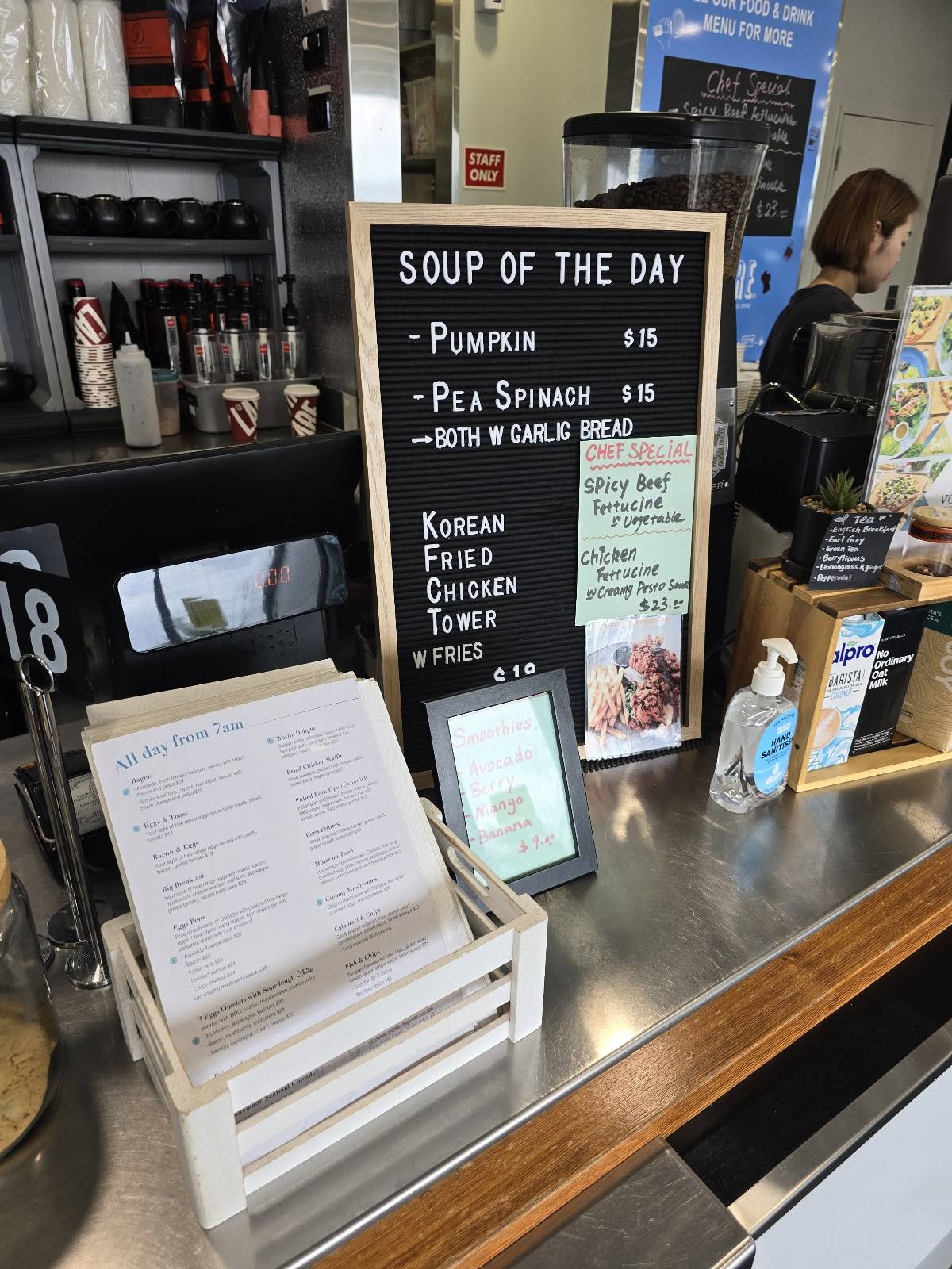 Menu at Ara-Tai Cafe, Auckland