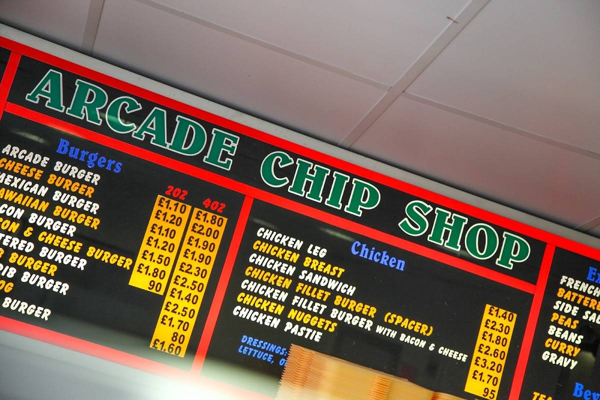 Menu at Arcade Chippy fast food, Antrim