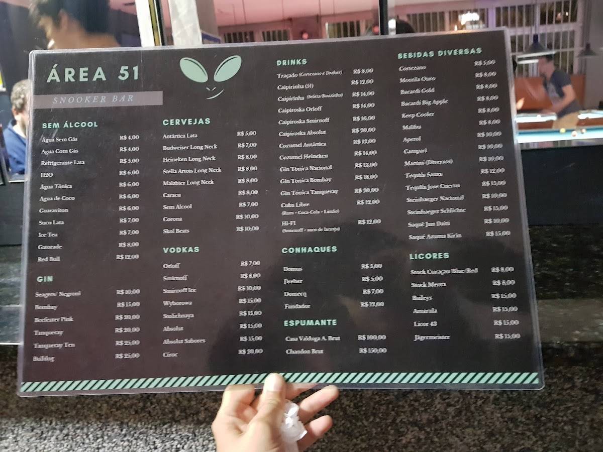 Menu em Área 51 Bar & Snooker, Brasília, SEPN 513 - Ed. Imperador - Via ...