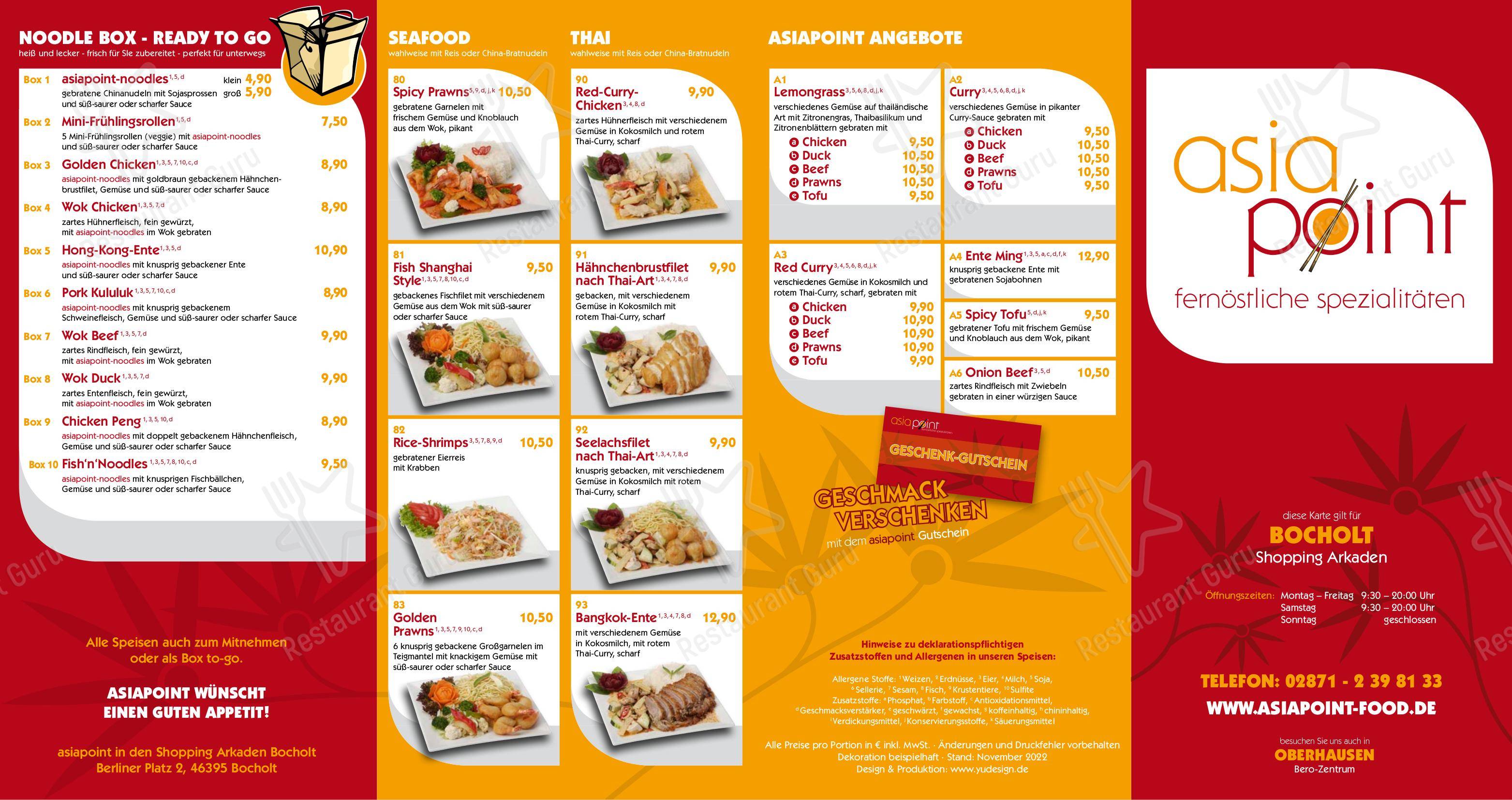 Speisekarte von Asia Point restaurant, Oberhausen