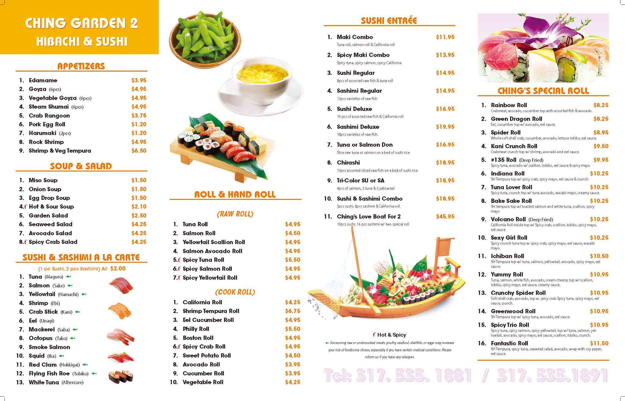 Menu at Ching Garden 2 restaurant, Greenwood