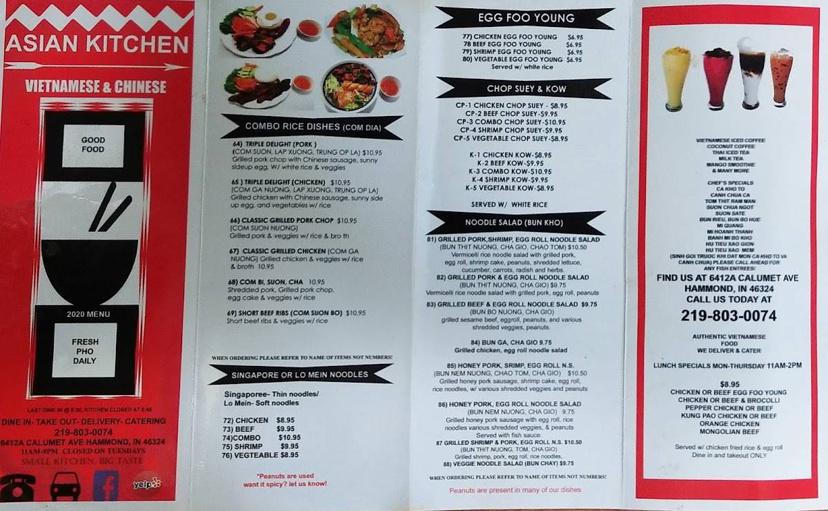 Menu at Asian Kitchen restaurant, Hammond