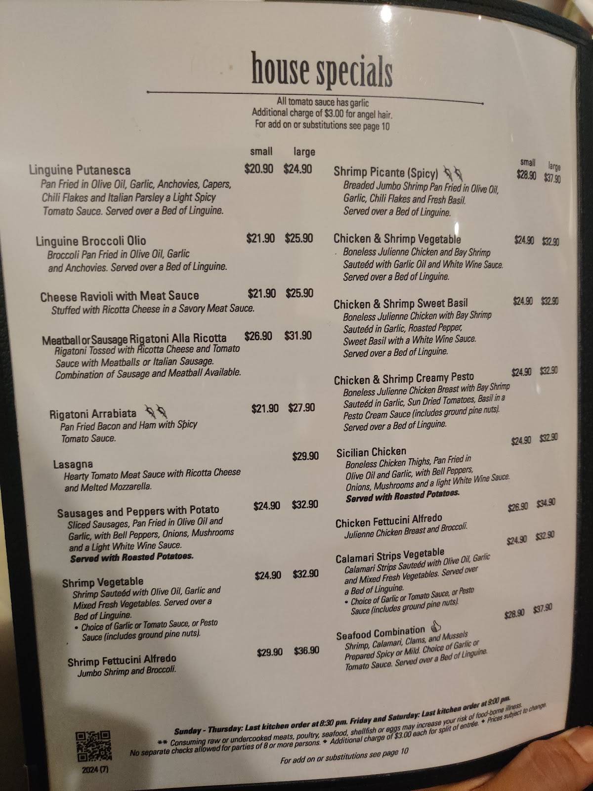 Menu at Assaggio restaurant, Honolulu, Ala Moana Blvd Suite 1259