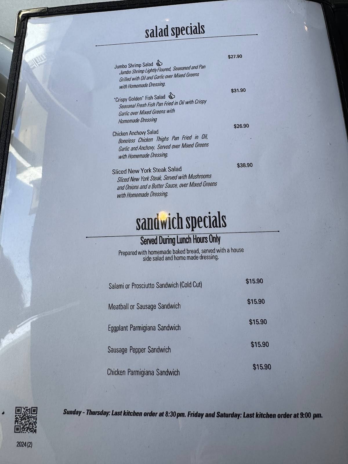 Menu at Assaggio restaurant, Honolulu, Ala Moana Blvd Suite 1259