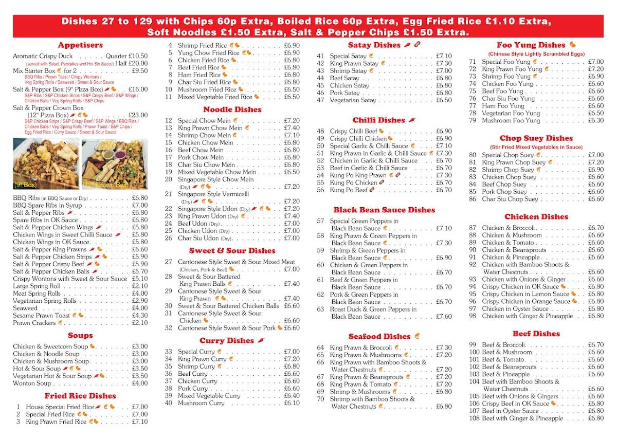 Menu at The Golden Crown fast food, Astley