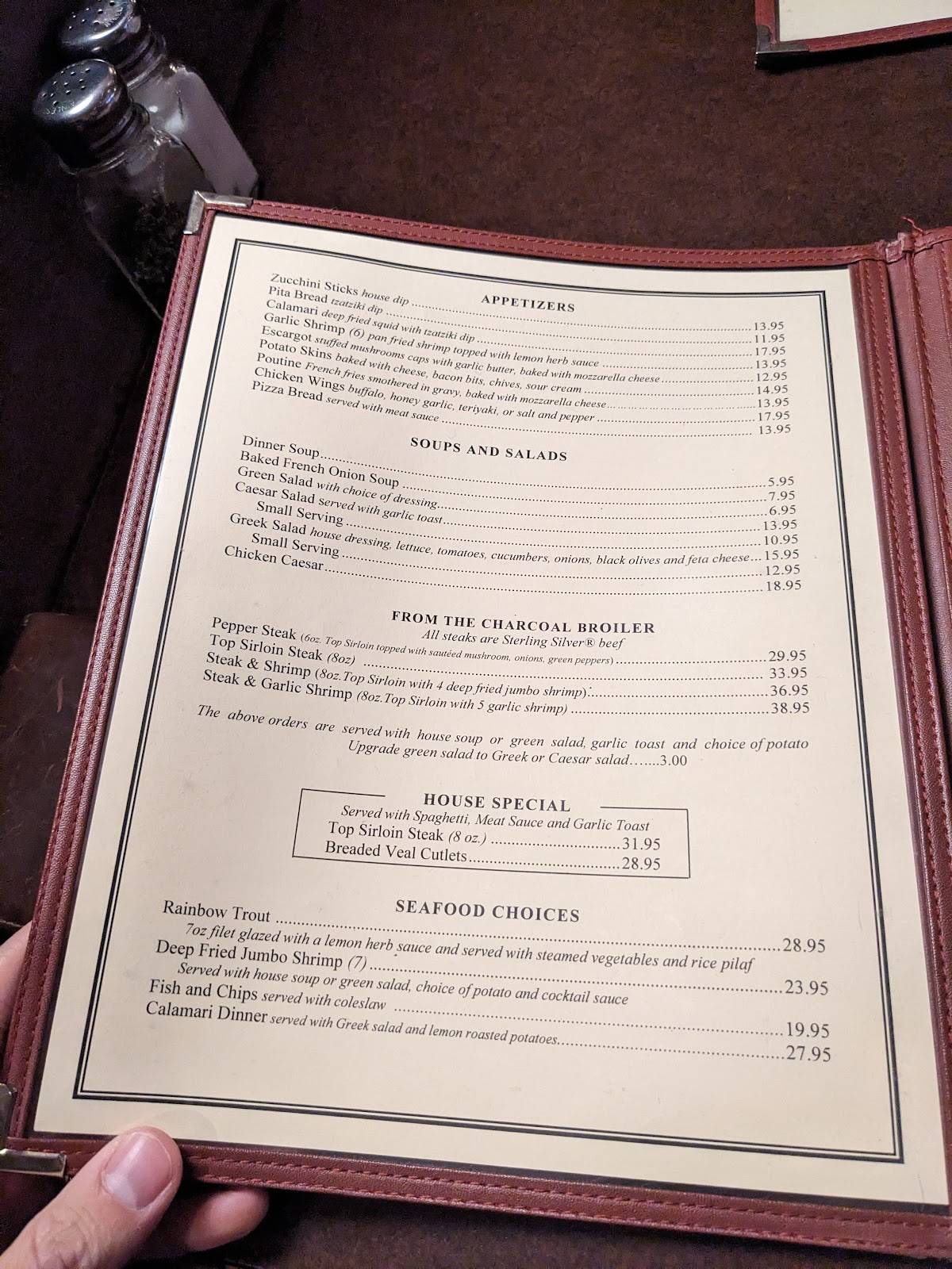 Carta de Astros Restaurant, Edmonton