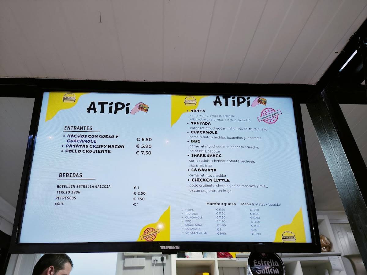 Carta del restaurante Atípico Zahara, Zahara del los Atunes