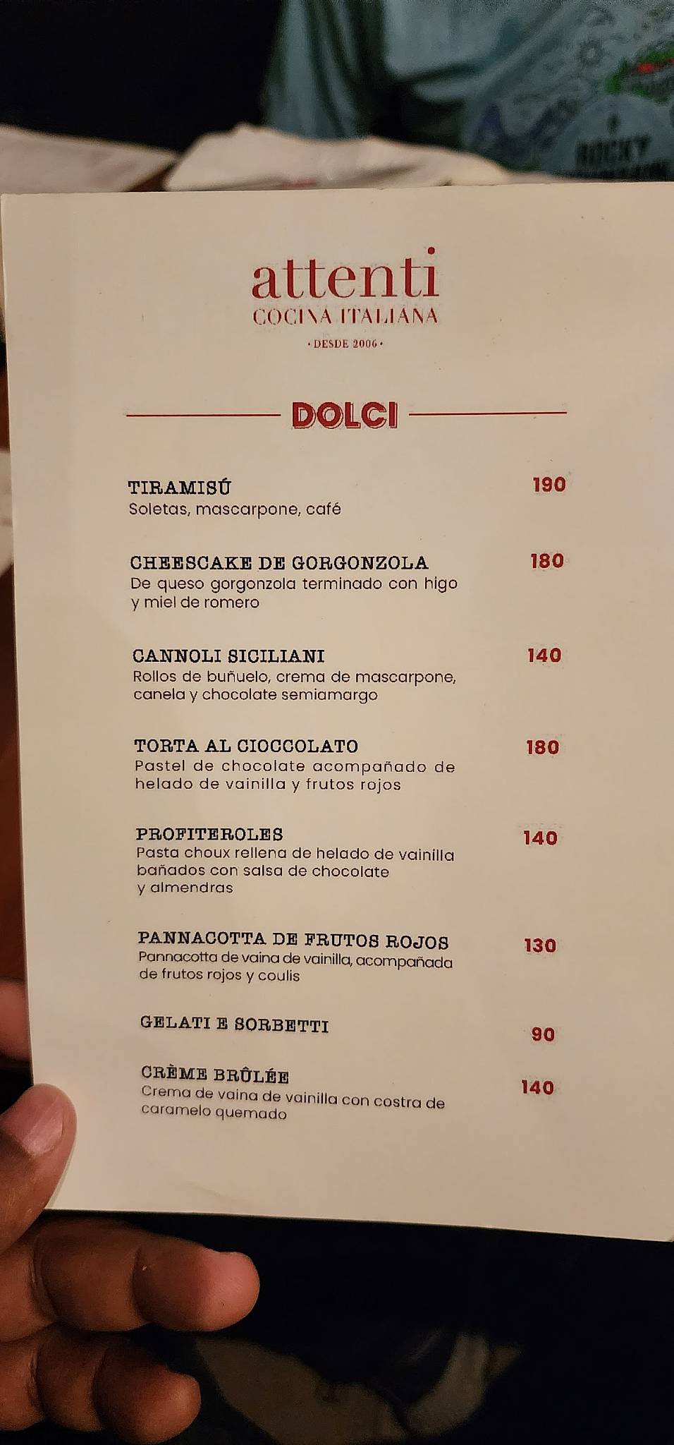Carta de Attenti Restaurante Italiano en la Cuauhtemoc. Pizza, Pasta ...