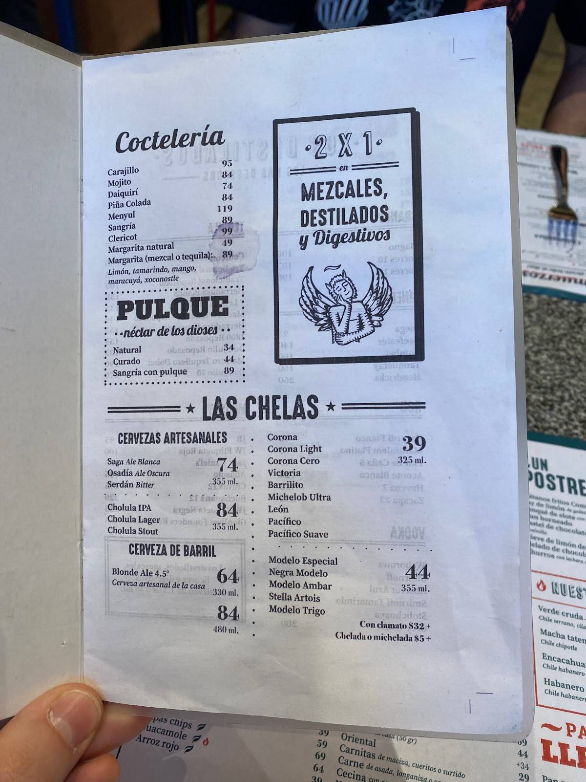 Carta del restaurante Áttico 303, Heroica Puebla del Zaragoza