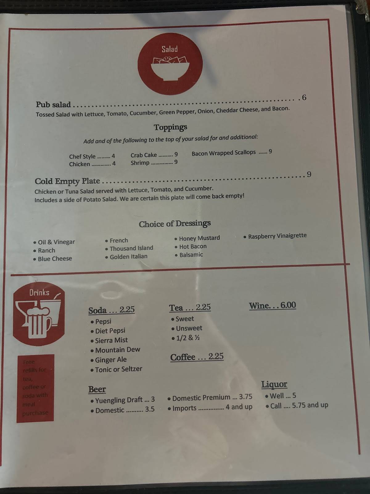 Menu at Attitudes Pub & Grille, New Bern