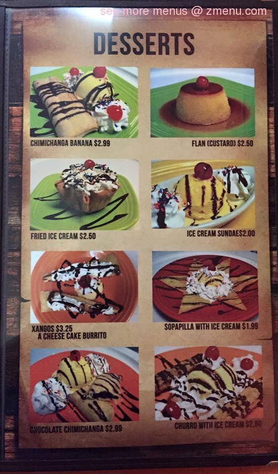 Menu at Atzimba Mexican Restaurant, Lexington