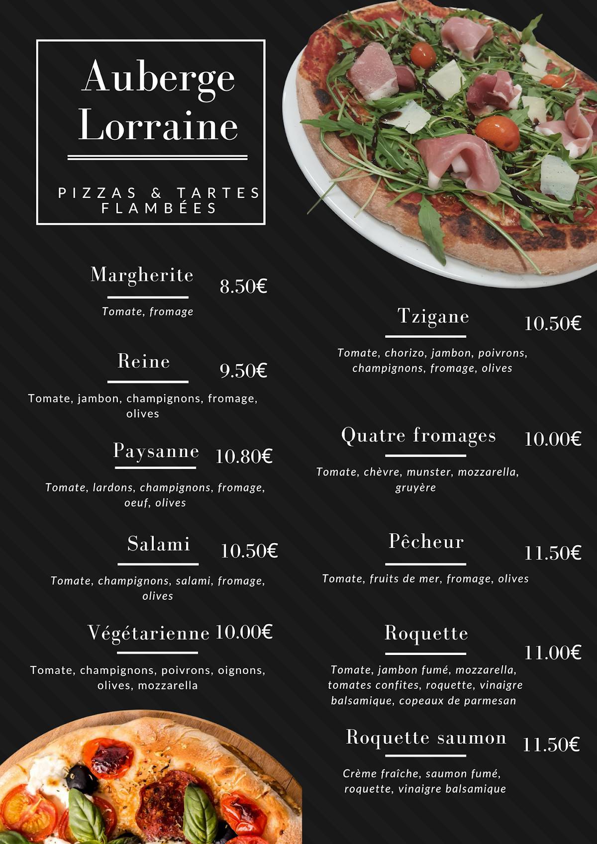 Menu at Auberge Lorraine restaurant, Waldhouse
