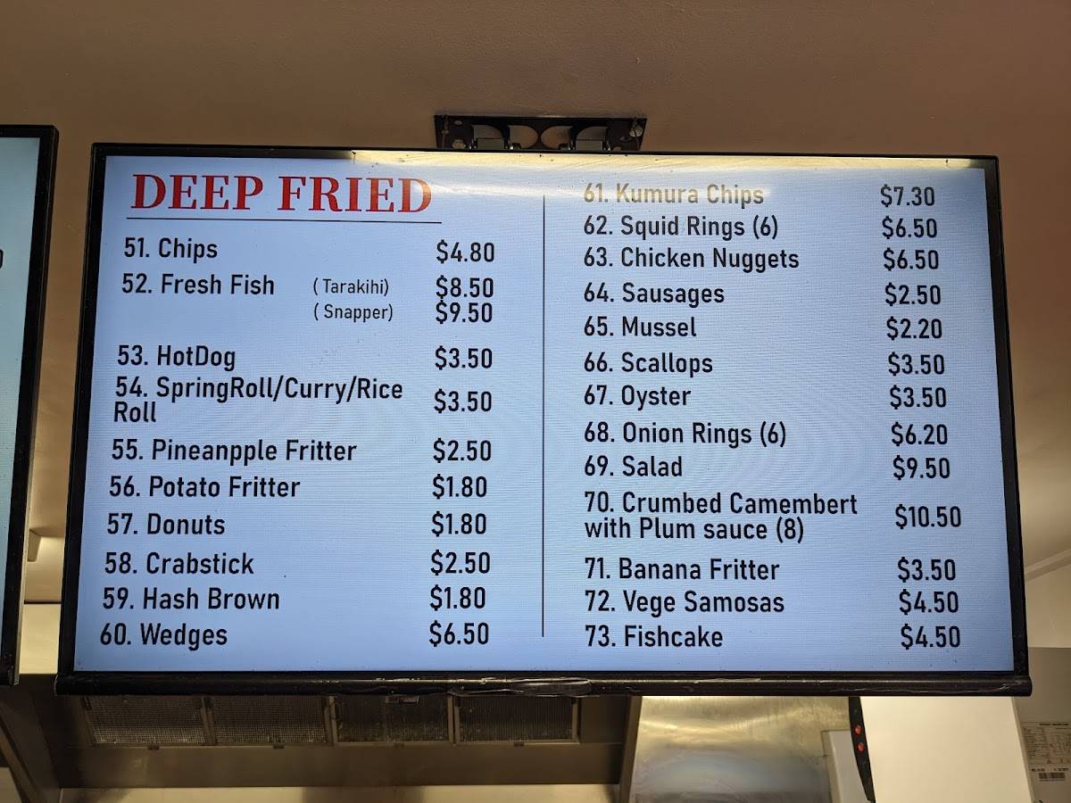 Menu at Burgermaster fast food, Auckland