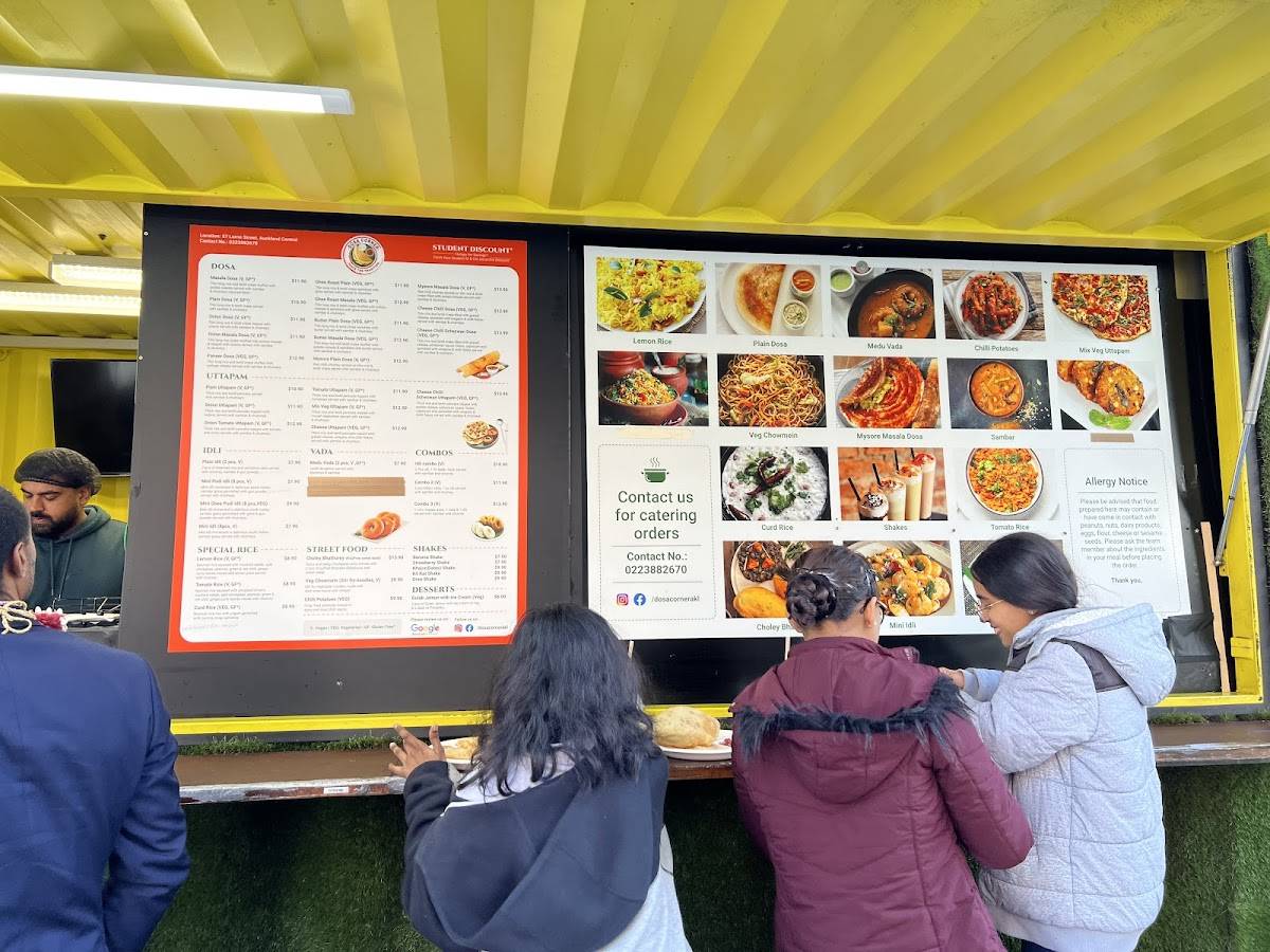 Menu at Dosa Corner, Auckland
